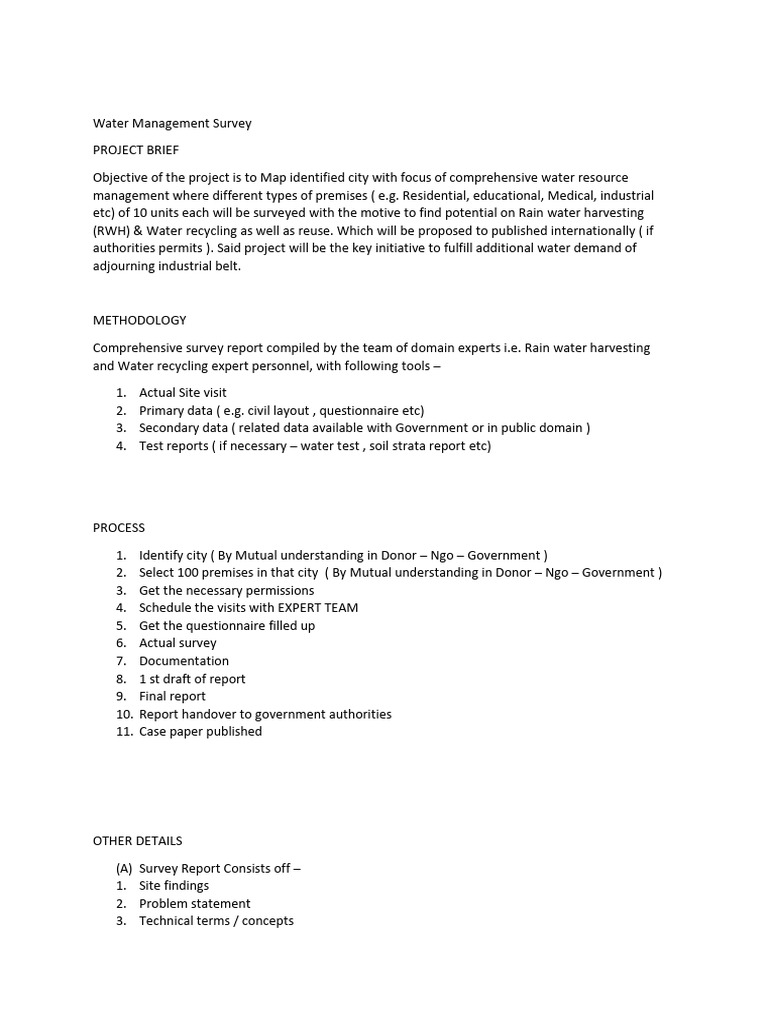 WATER SURVEY METHODOLOGY | PDF