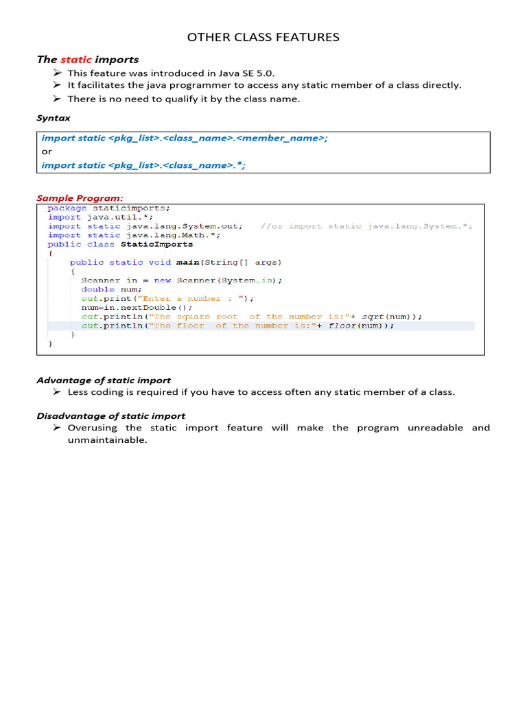 Static Imports Abstract Class Interface Is Pdf Class Computer Programming Method