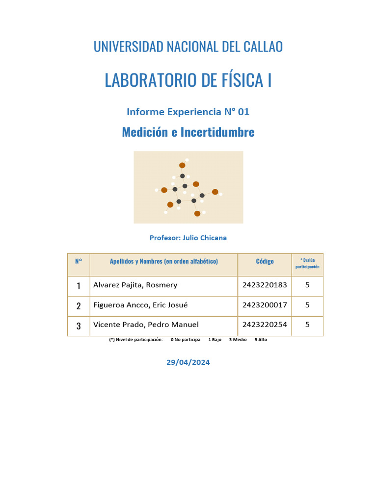Informe lab fis 1 (1) | PDF | Medición | Incertidumbre