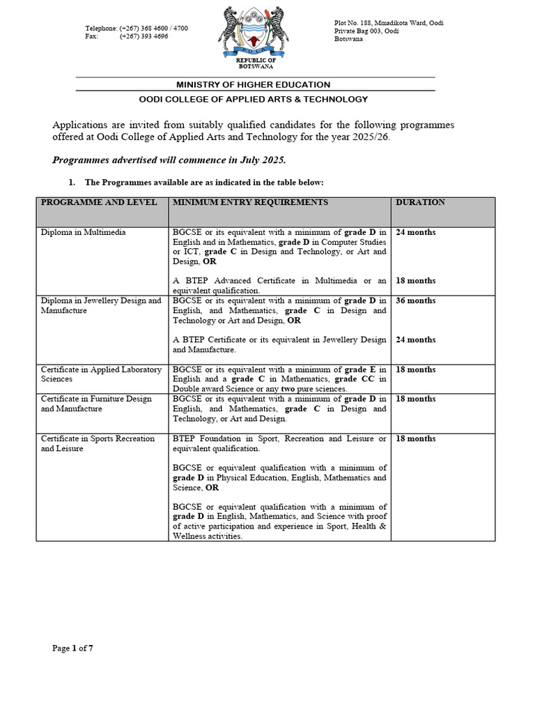 Oodi College 2025/26 Programmes and Applications | PDF | Diploma | College