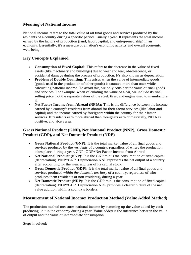 Understanding National Income Concepts | PDF | Gross Domestic Product ...