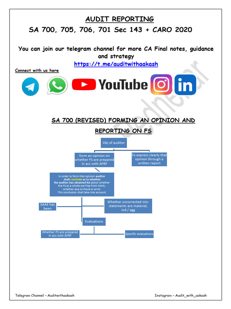 SA 700: Auditor Reporting Guidelines | PDF | Auditor's Report | Audit