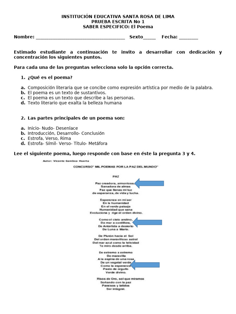 Examen Poema | PDF