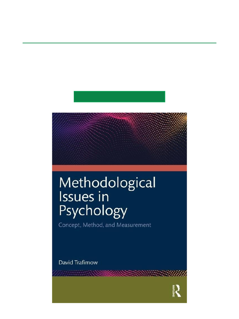 Methodological Issues in Psychology Concept, Method, and Measurement ...