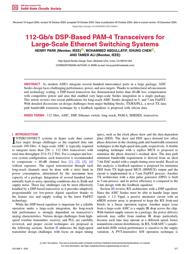 112 Gb/s DSP PAM-4 Transceivers Overview | PDF | Analog To Digital ...