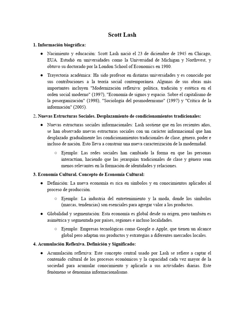 Scott Lash y Christopher Lasch: Críticas Sociales | PDF | Capitalismo ...