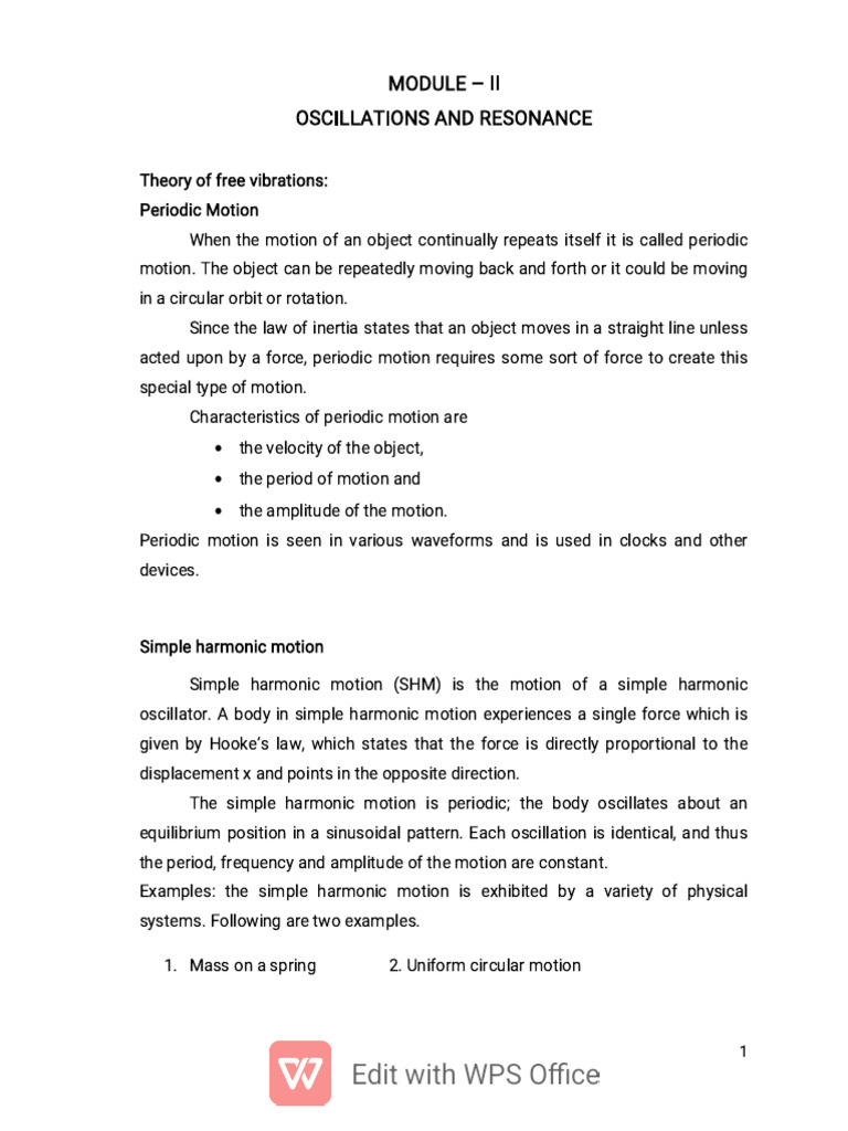Module II Oscillations and Resonance | PDF | Oscillation | Damping