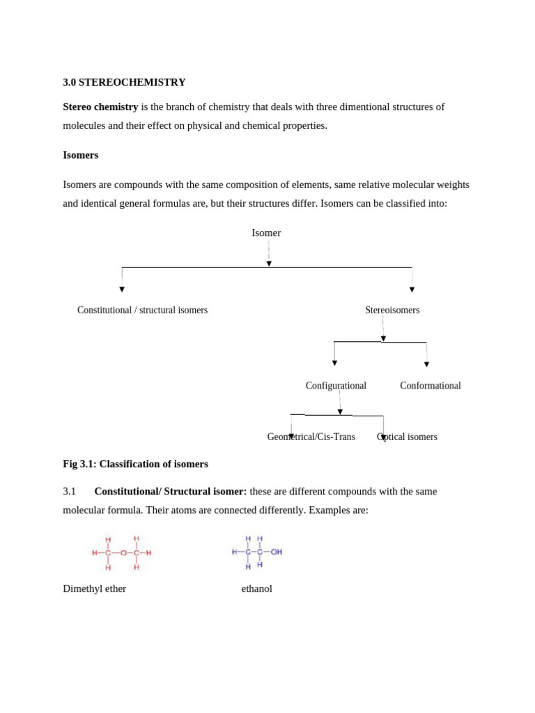 CHM 102 STEREOCHEMISTRY 2024 | PDF | Chirality (Chemistry) | Isomer