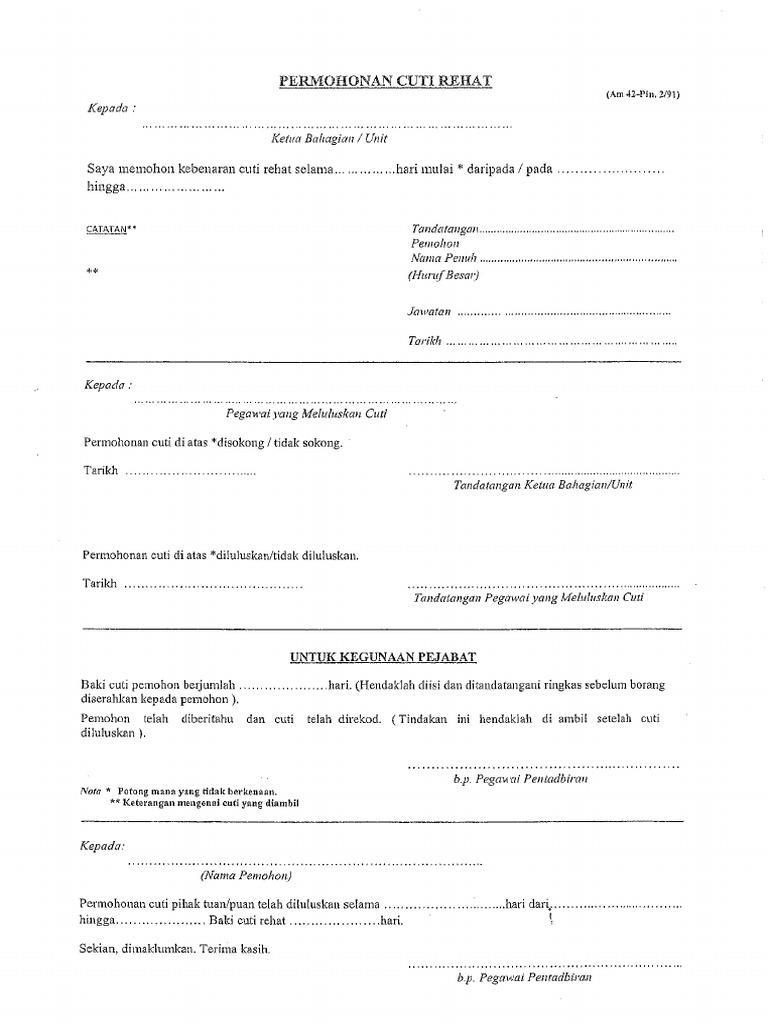 Borang Cuti | PDF