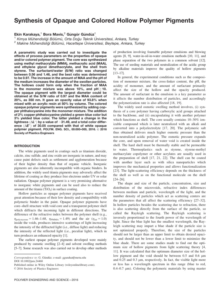Opaque Polymer For Paint Applications | PDF | Scattering | Paint