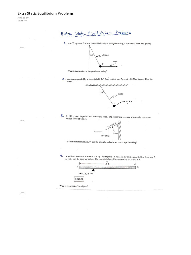 Extra Static Equilibrium Problems | PDF