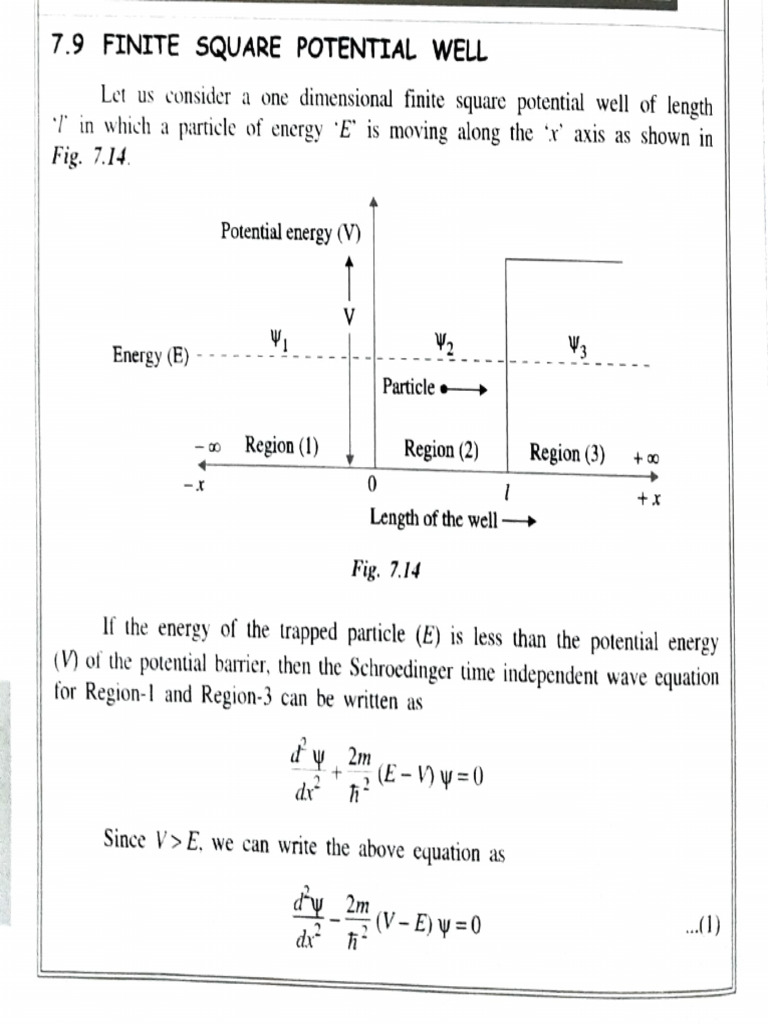 Finite Square Potential Well | PDF | Wave Function | Mechanical Engineering