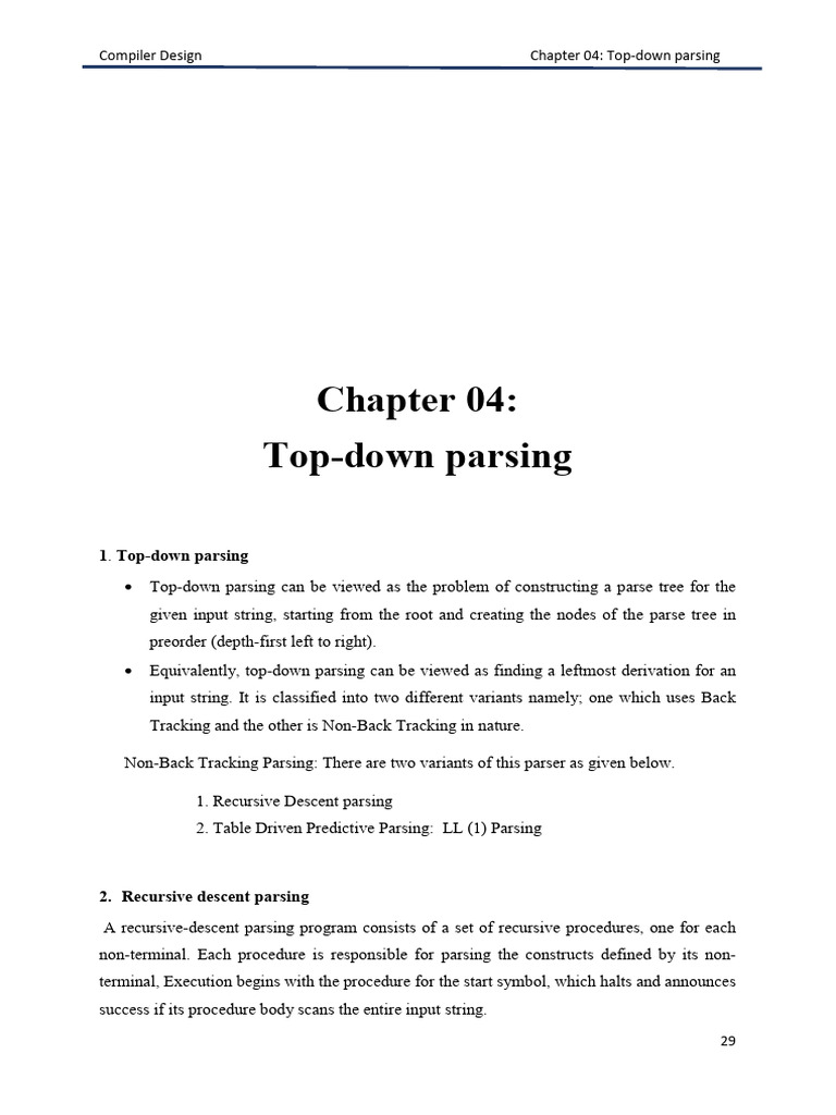 Chapter 04 Top-Down Syntactic Analysis (2) | PDF | Parsing | Grammar