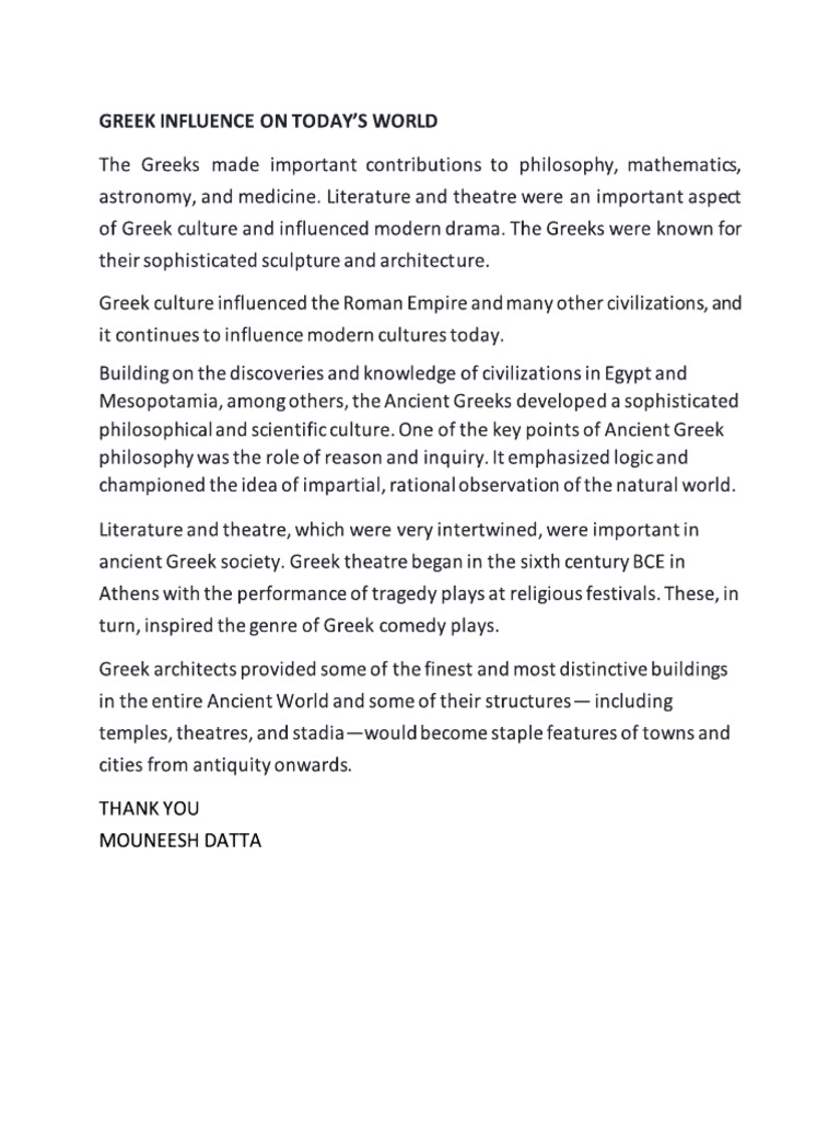 Greek Influence | PDF