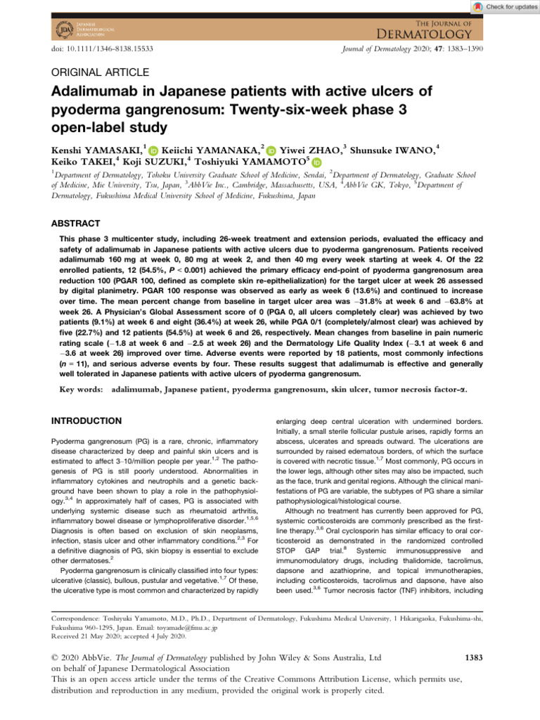 The Journal of Dermatology - 2020 - Yamasaki - Adalimumab in Japanese Patients With Active ...