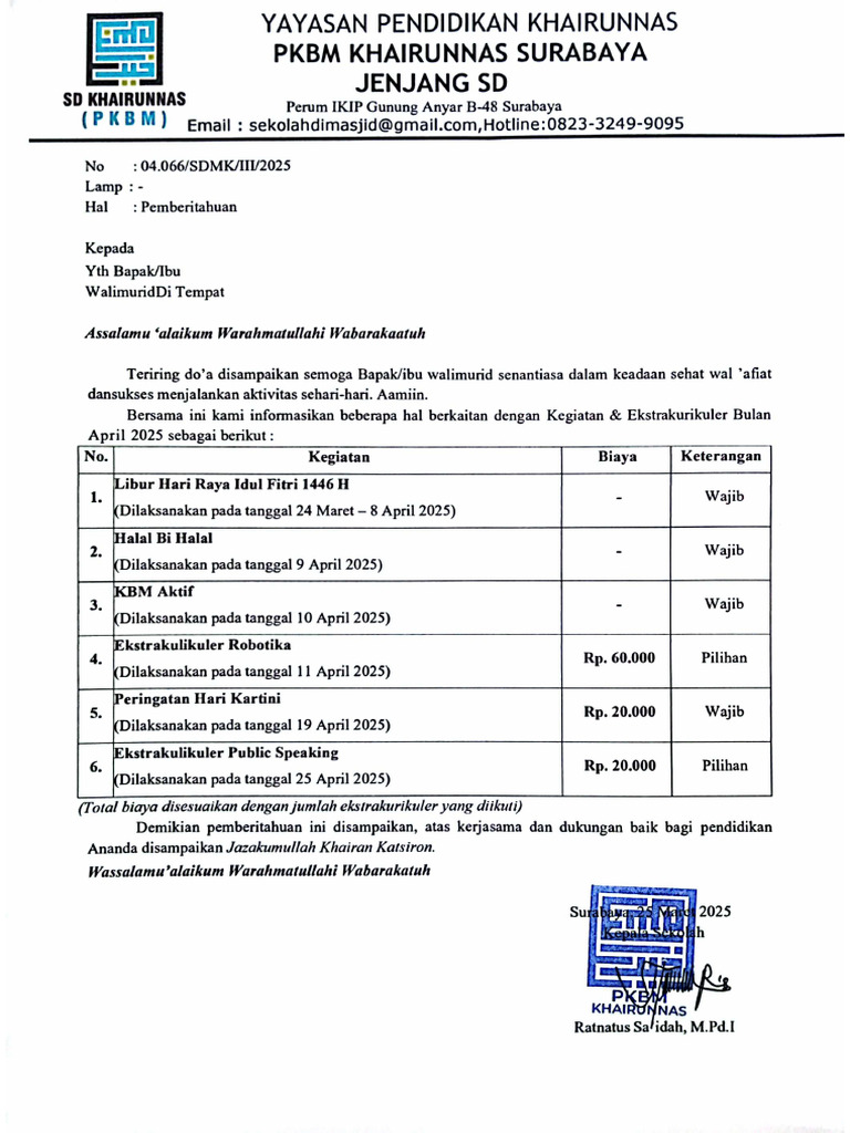 Surat Edaran April 2025 | PDF