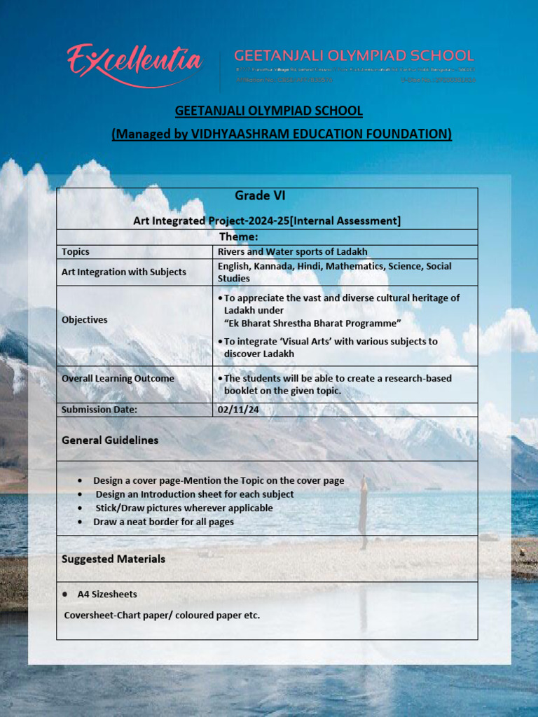 Art Integrated Project on Ladakh for Class 6 | PDF | Human ...