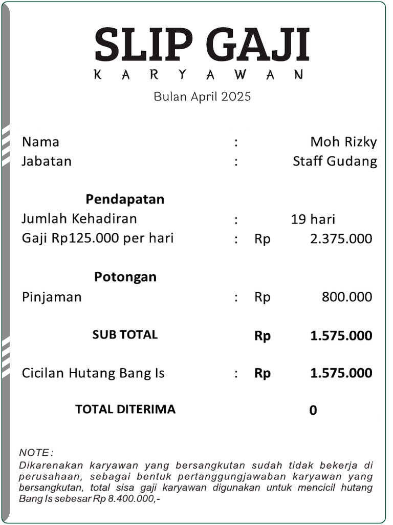 Slip Gaji Rizky | PDF