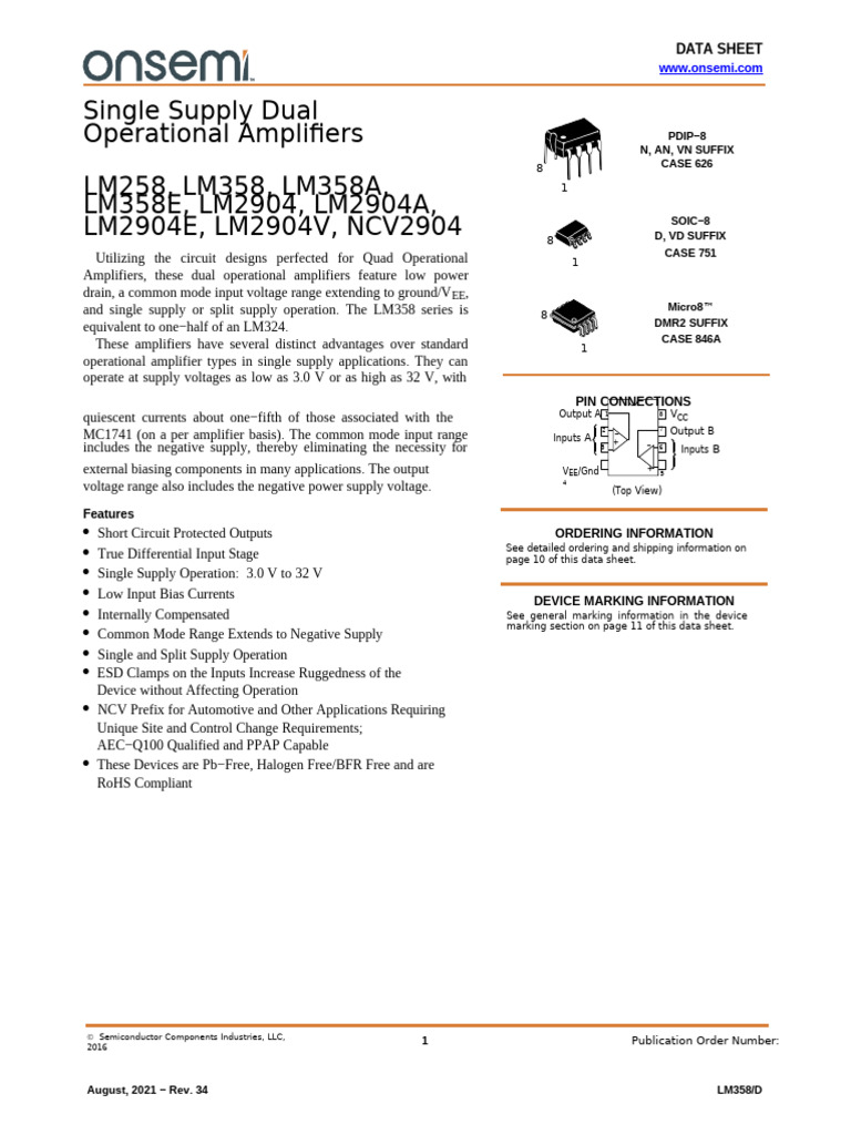 LM258 PDF | PDF | Amplifier | Operational Amplifier