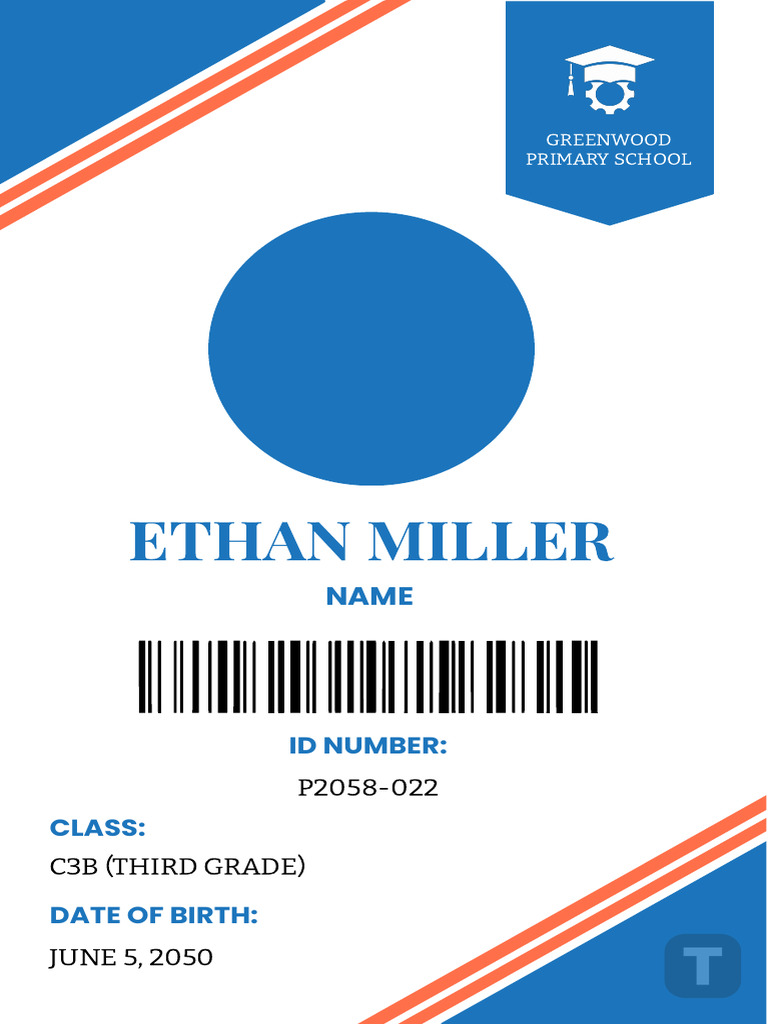 Primary School Student ID Card Template | PDF