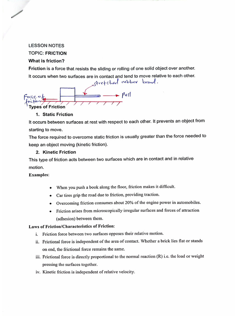 Friction Notes Level C | PDF