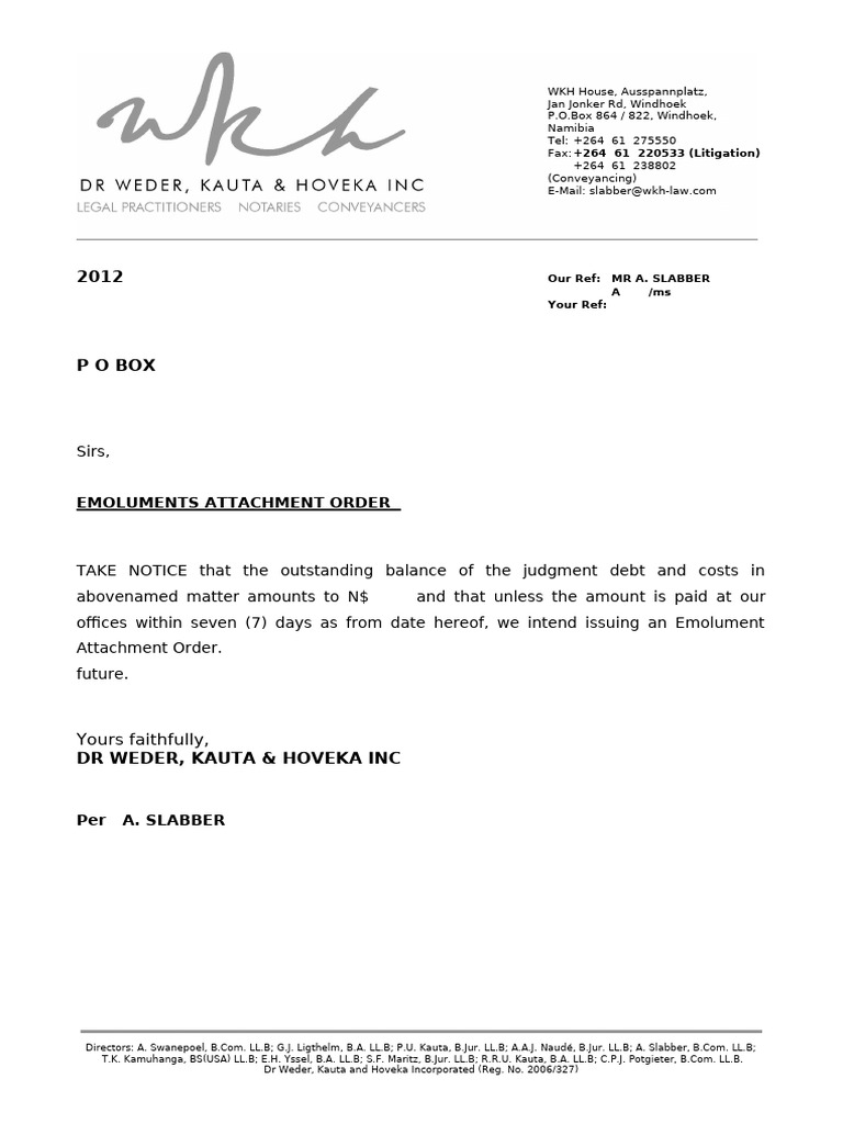 EMOLUMENT - (Draft Letter 1) | PDF