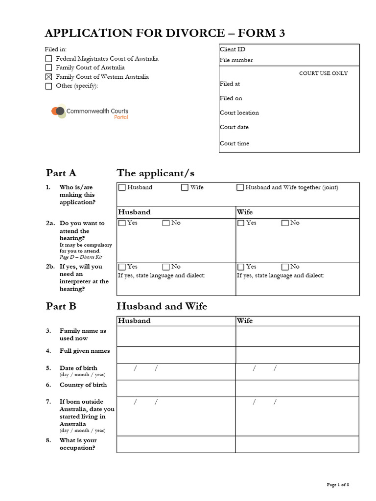 Form 3 Application For Divorce | PDF | Divorce | Family