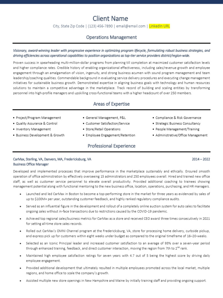 Operations Management Resume | PDF | Microsoft | Operations Management