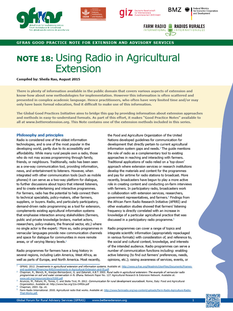 GFRAS GGP Note18 Using Radio in Agricultural Extension 1 | PDF ...
