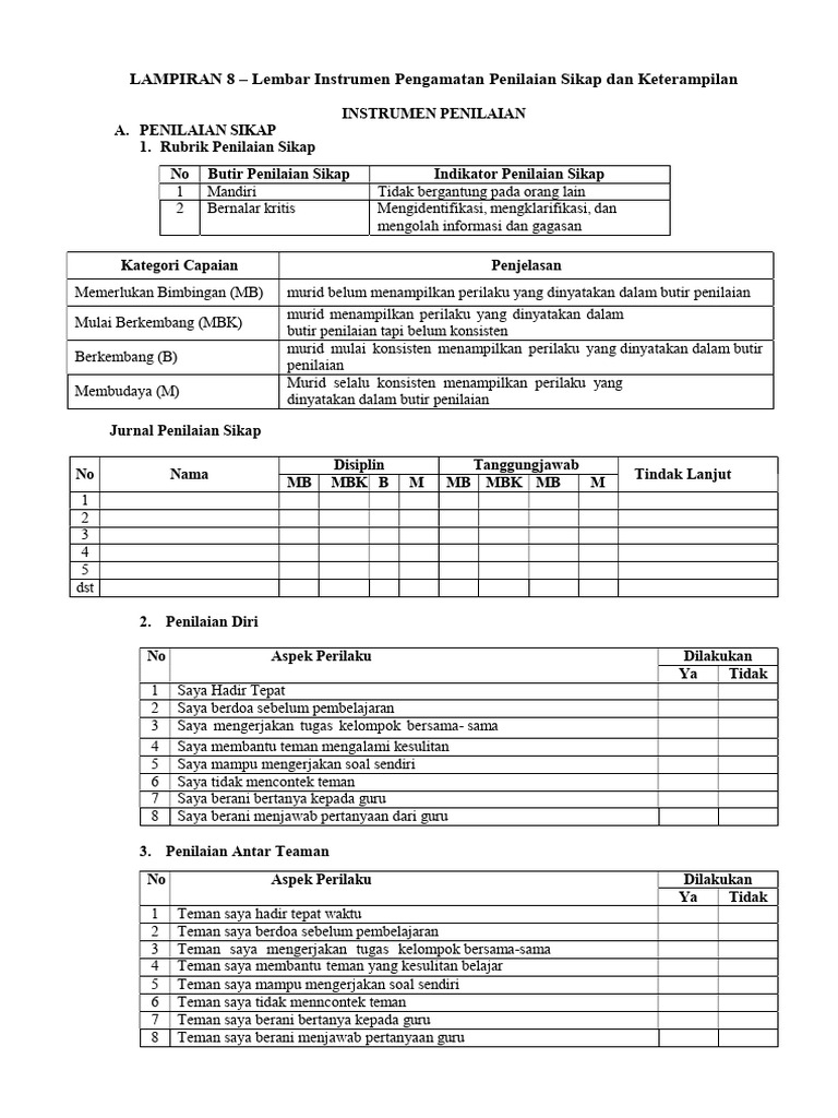 Penilaian Sikap & Keterampilan | PDF