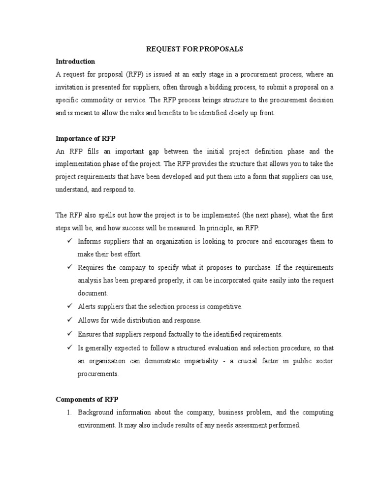 Request For Proposals | Download Free PDF | Request For Proposal ...