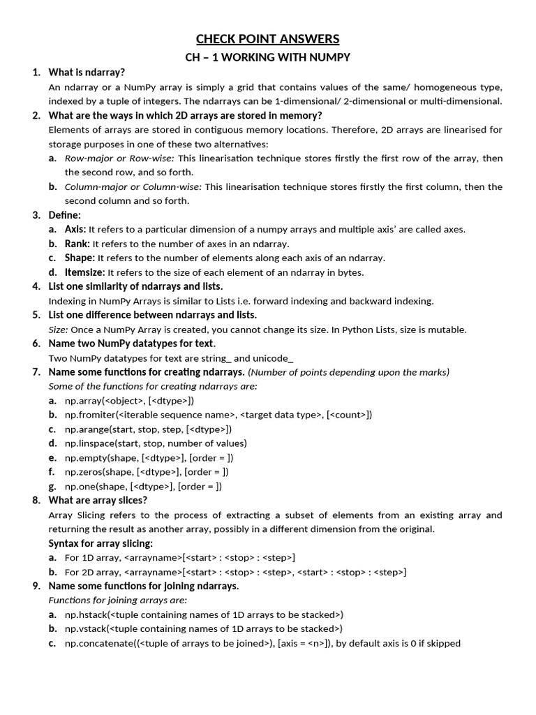 Ch 1 Working With Numpy Pdf Computer Programming
