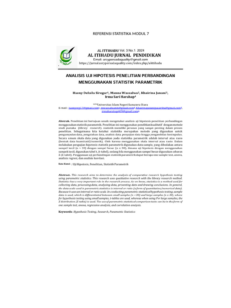 Referensi Statistika Modul 7 | PDF