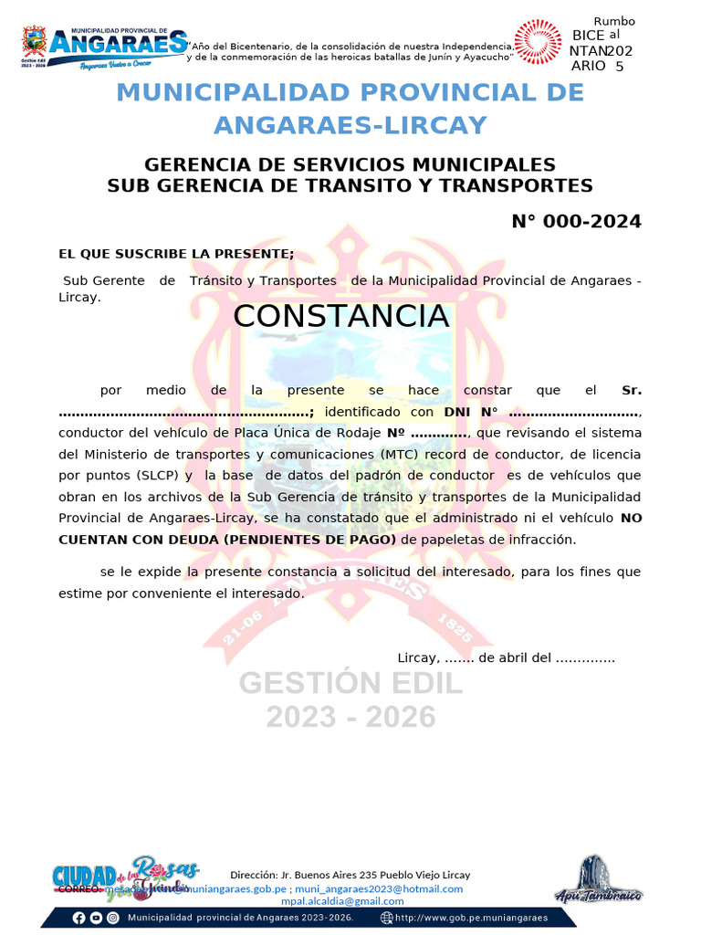 CONTANCIA Nº 001-2024 | PDF