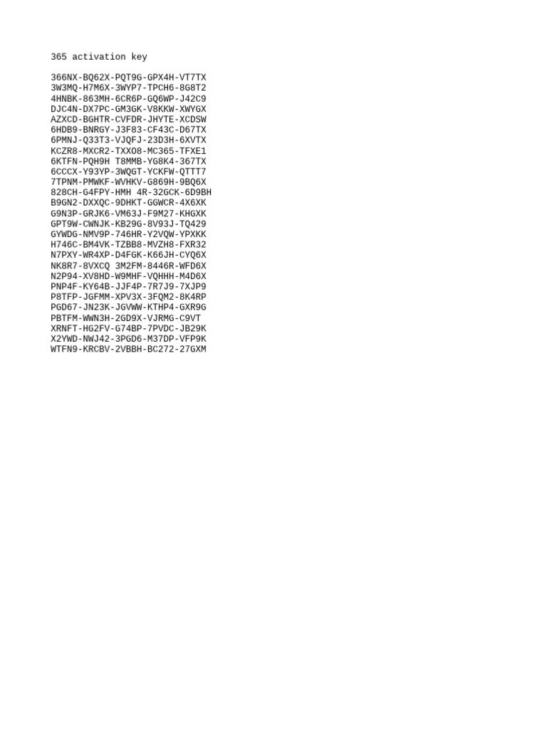 Office 365 Activation Keys List | PDF