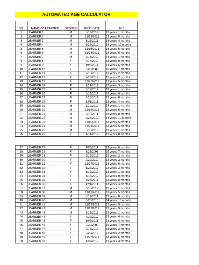 Automated Age Calculator | PDF