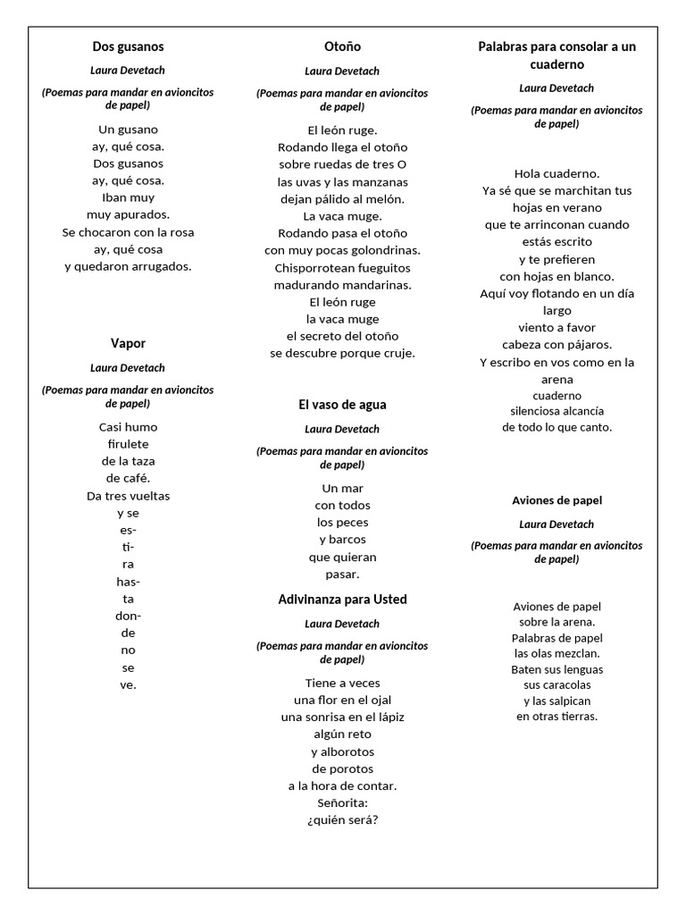 Poemas Laura Devetach | PDF