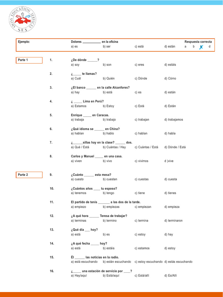 Test de Niveau - ESPAGNOL-SES | PDF