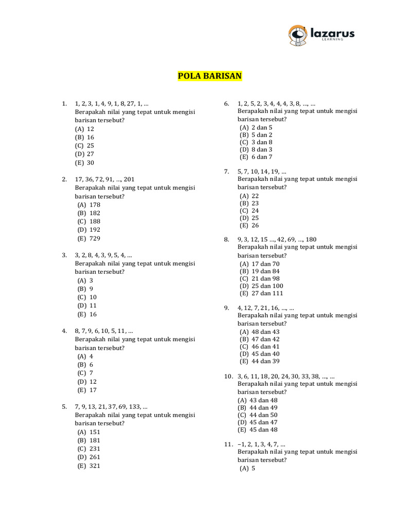 [Soal-PU] BAB 7. Pola Barisan 002 (1) | PDF