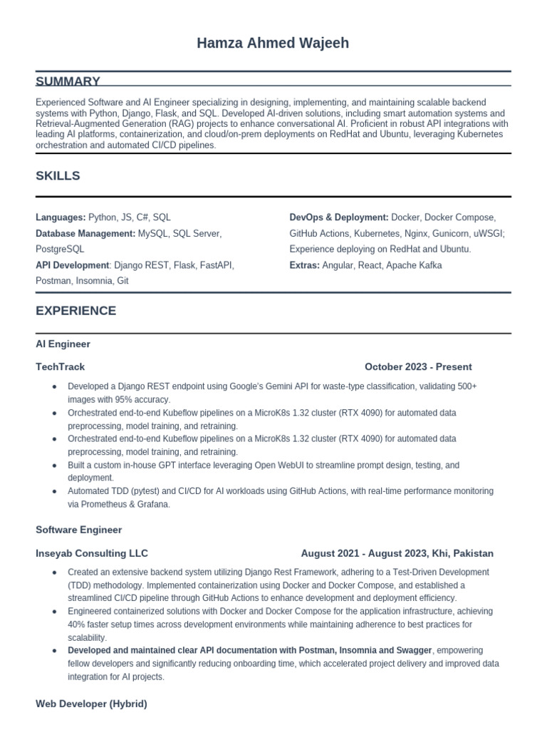 Hamza A Wajeeh Resume Updated | PDF | Web Development | Systems Architecture