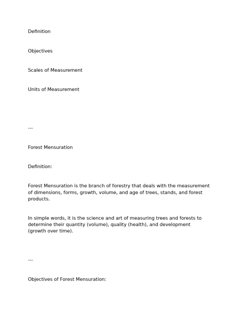 Forest Mensuration Basics | PDF | Measurement | Forests