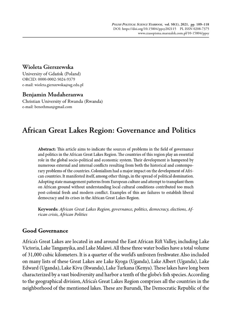 Africa Great Lakes Region | PDF | Rwanda | Democratic Republic Of The Congo