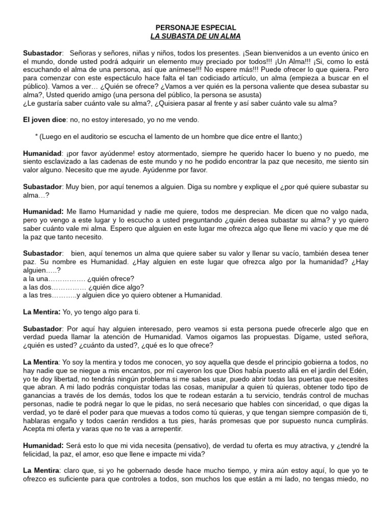 Personaje Especial Guion Completo | PDF | Pecado | Verdad