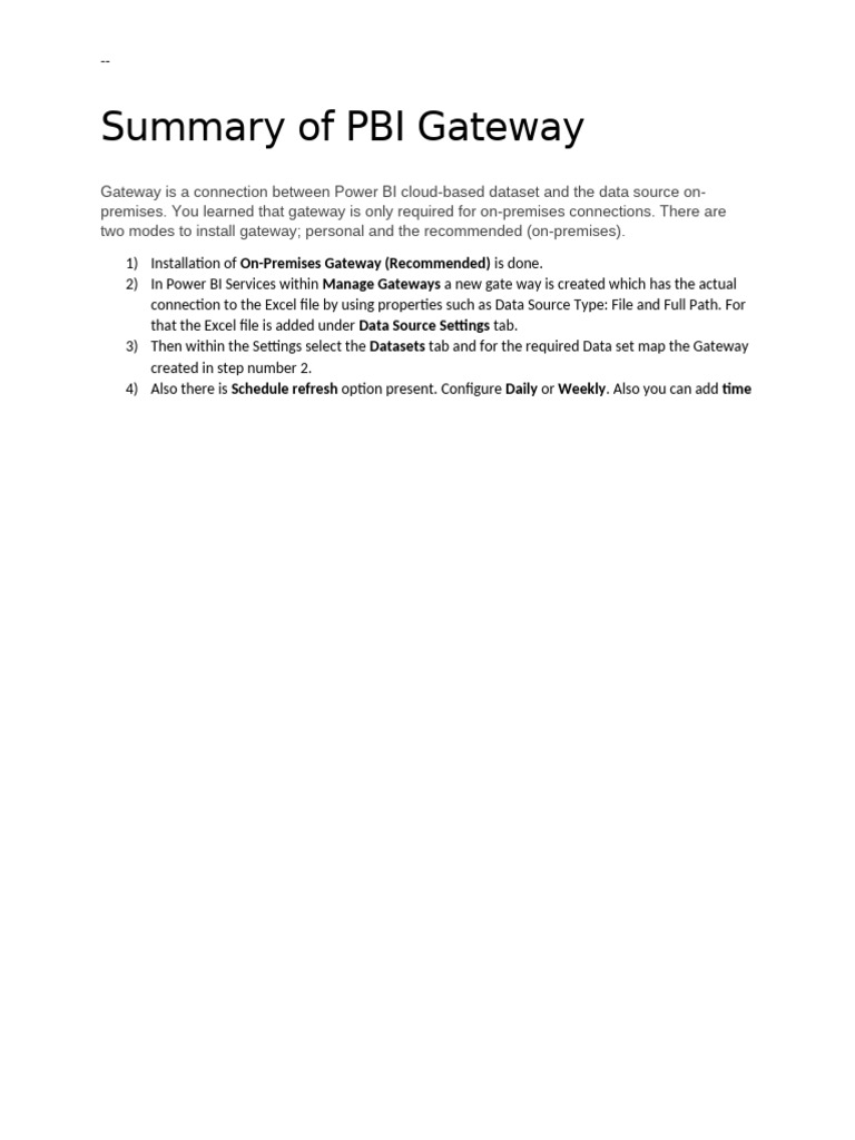 Summary of PBI Gateway | PDF