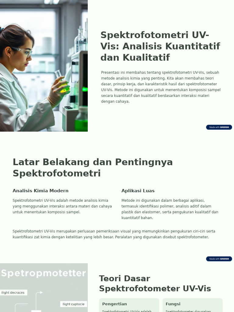 Spektrofotometri UV Vis Analisis Kuantitatif Dan Kualitatif | PDF