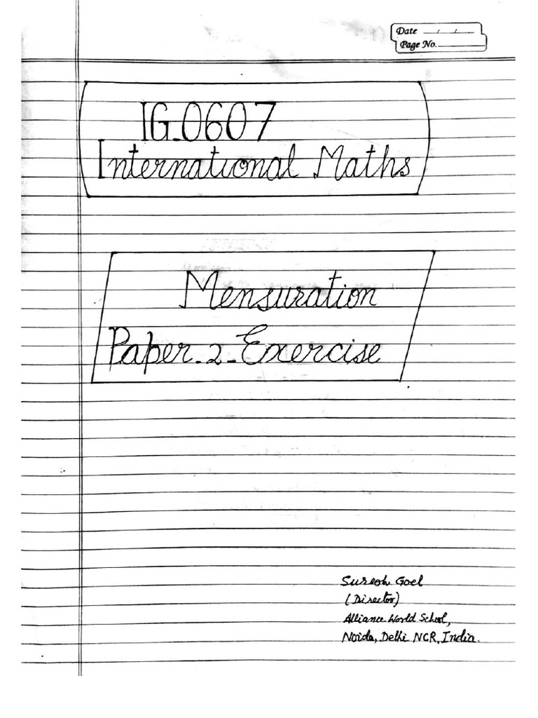 IG 0607 Mensuration Paper2 Exercise | PDF