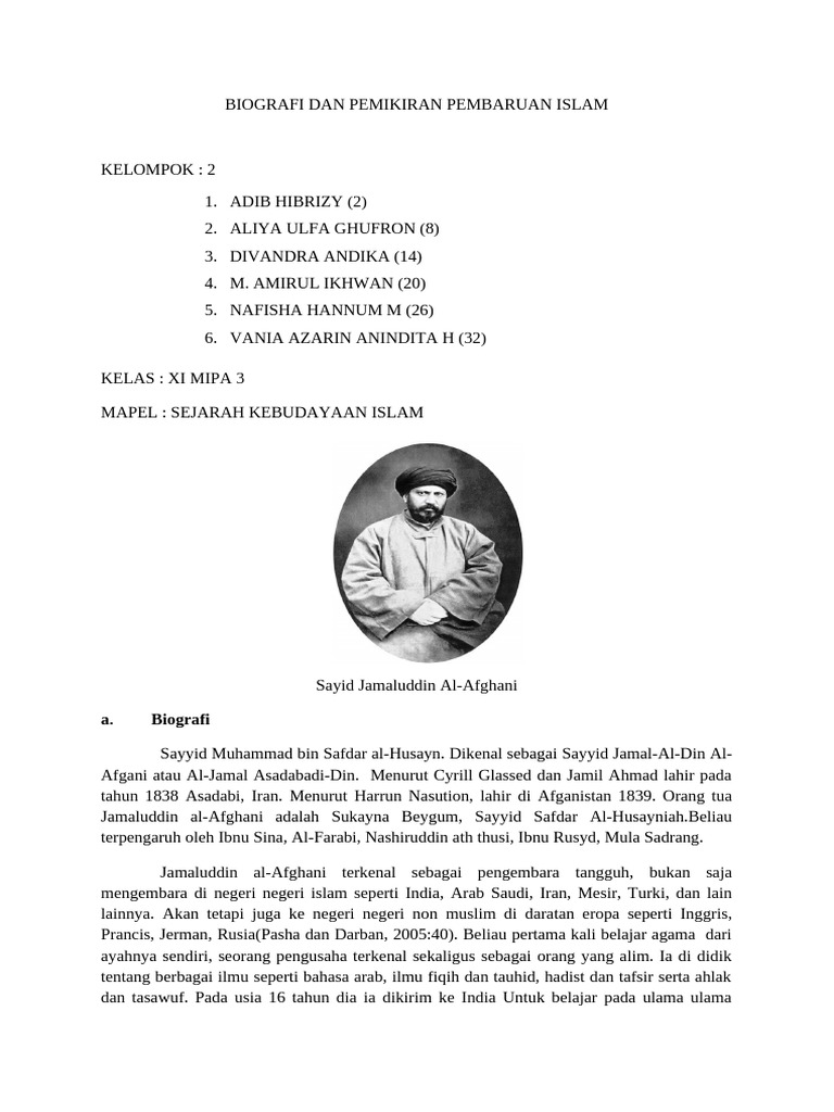 Biografi Dan Pemikiran Pembaruan Islam SKI | PDF