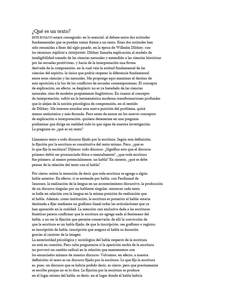 Qué Es Un Texto | PDF | Hermenéutica | Lingüística