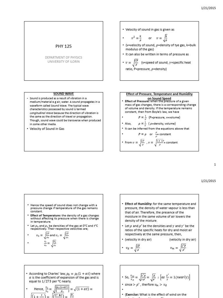 (K.O.Q) PHY 125 - Sound - Waves (Copy) | PDF | Waves | Sound