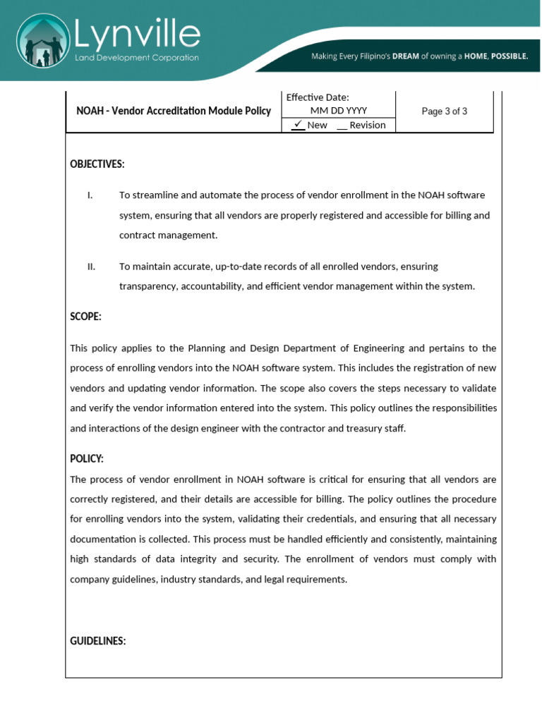 PVL - 26. NOAH - Vendor Accreditation Module Policy | PDF | Credential ...